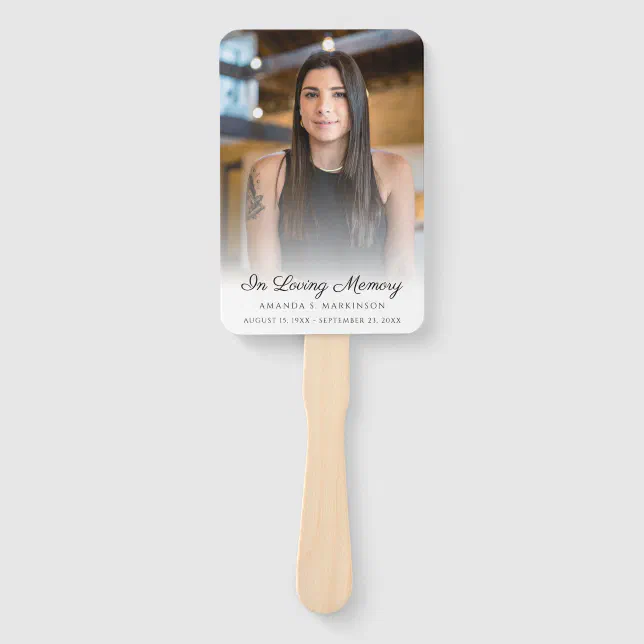 In Loving Memory Photo Simple Obituary Funeral Hand Fan | Zazzle