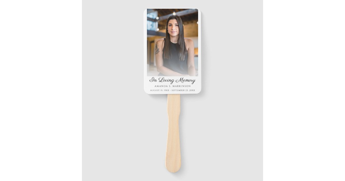 In Loving Memory Photo Simple Order of Service Hand Fan | Zazzle