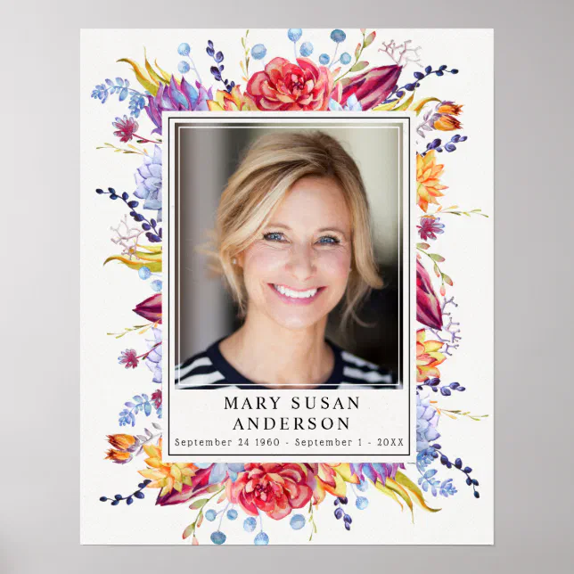 In Loving Memory Photo Succulents Welcome Sign | Zazzle