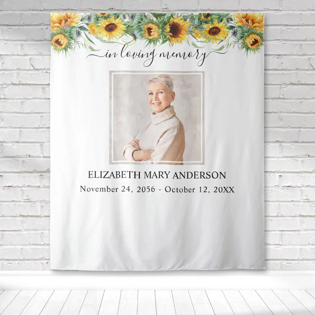 In Loving Memory Photo Sunflower Memorial Tapestry | Zazzle
