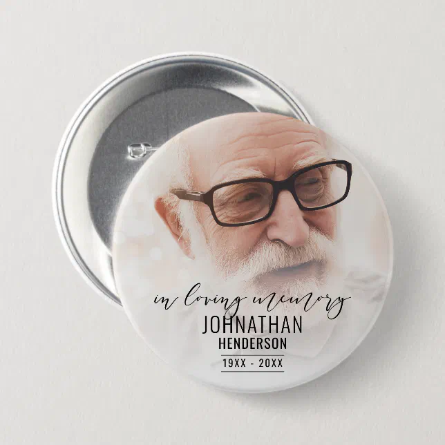 "In Loving Memory" Photo Tribute Pin Button | Zazzle