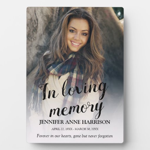 In Loving Memory Photo Tribute Plaque | Zazzle