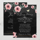 In Loving Memory Pink Black Floral Thank You Card | Zazzle