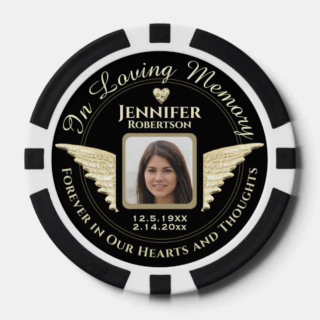 In Loving Memory Pocket Photo Remembrance Poker Chips | Zazzle