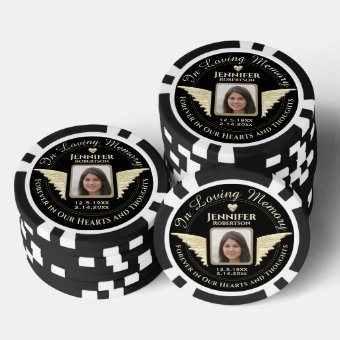 In Loving Memory Pocket Photo Remembrance Poker Chips | Zazzle