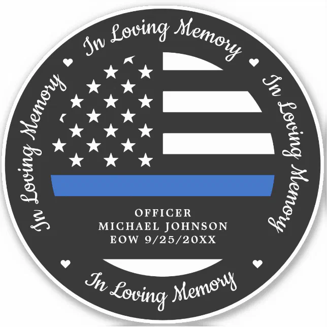 In Loving Memory Police Officer Memorial Car Sticker | Zazzle
