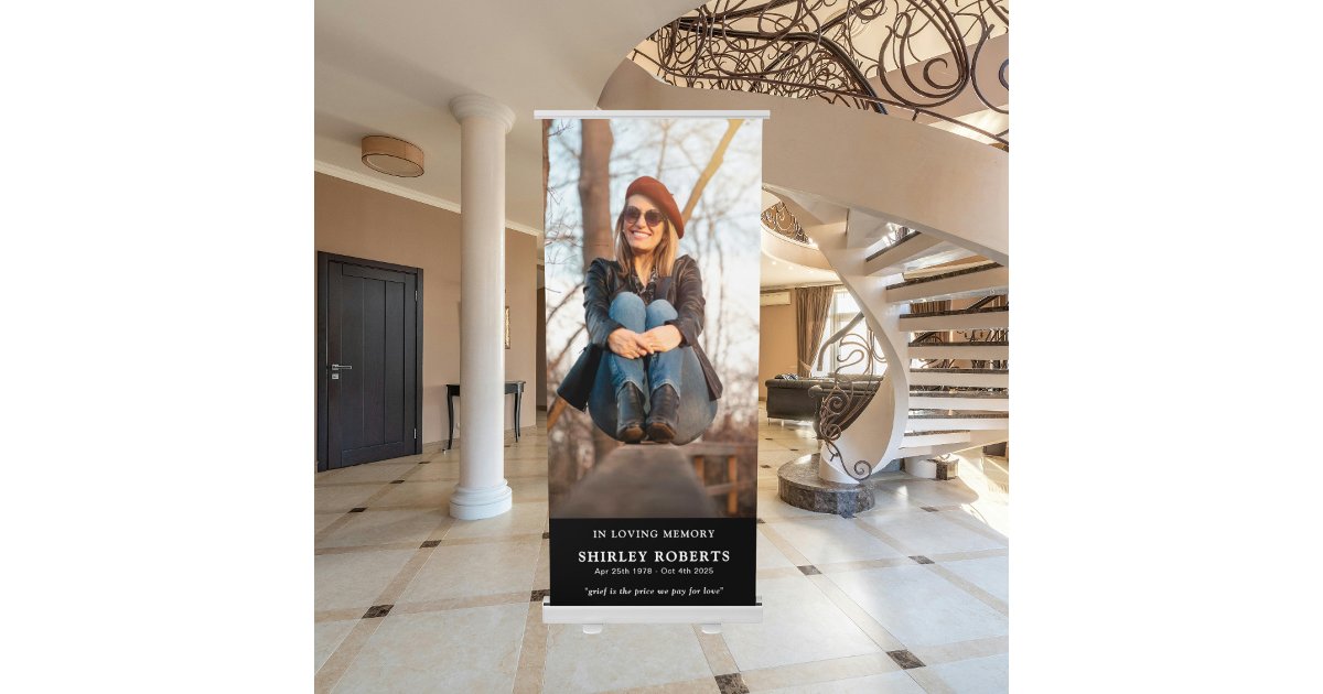 In Loving Memory Portrait Photo Collage Memorial Retractable Banner ...