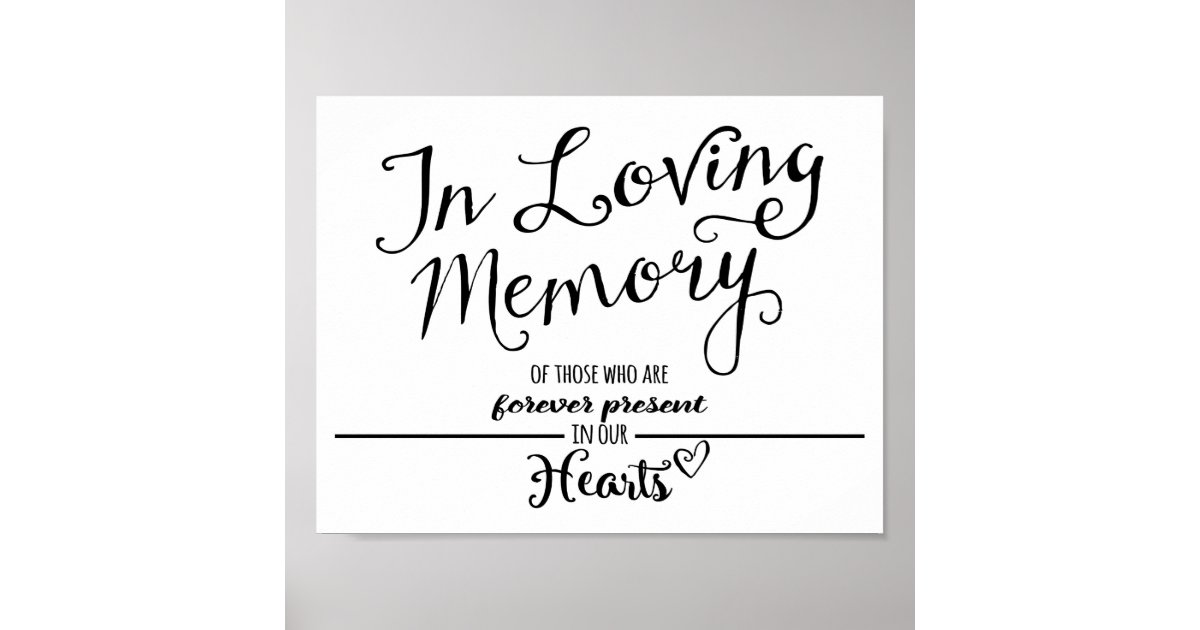 "In loving Memory" print black and white modern | Zazzle