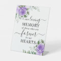 In Loving Memory Purple Floral Pedestal Sign | Zazzle