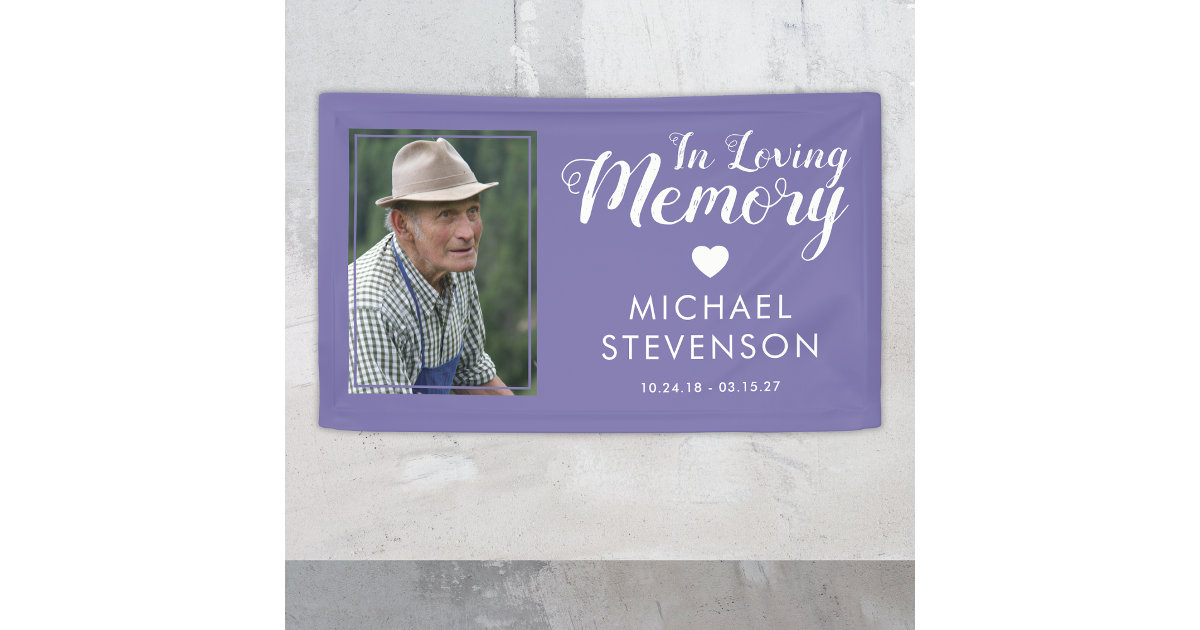 In Loving Memory | Purple Memorial Photo Banner | Zazzle
