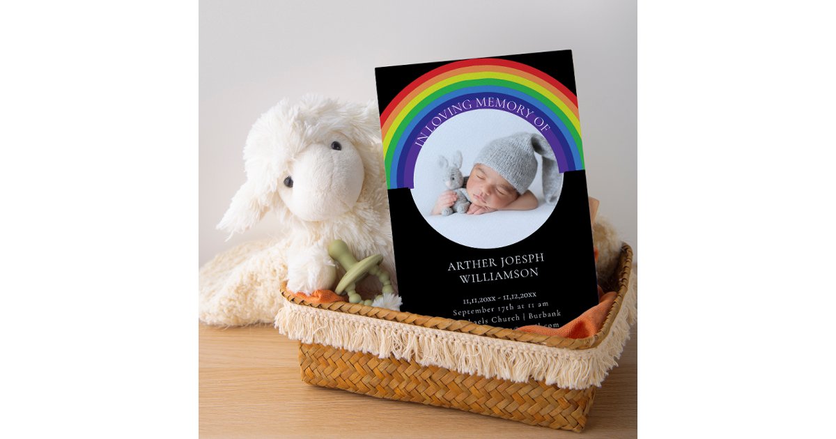 in loving memory rainbow baby funeral modern invitation | Zazzle