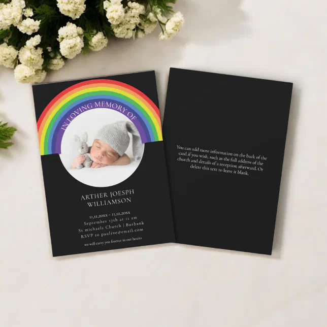 in loving memory rainbow baby funeral modern invitation | Zazzle