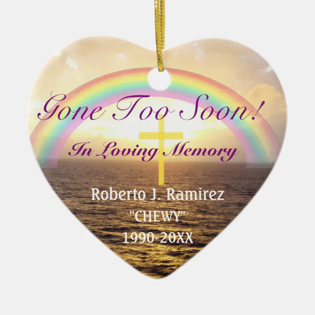 In Loving Memory Rainbow Memorial Keepsake Ceramic Ornament | Zazzle