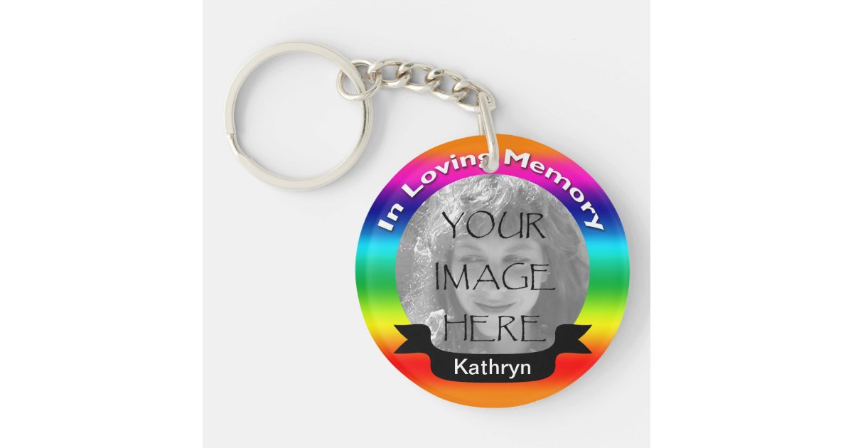 In Loving Memory Rainbow Photo Key Chain | Zazzle