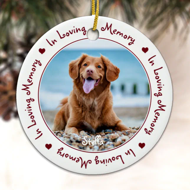 In Loving Memory Red Keepsake Pet Memorial Ceramic Ornament | Zazzle