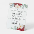 In Loving Memory Red White Rose Floral Pedestal Sign | Zazzle