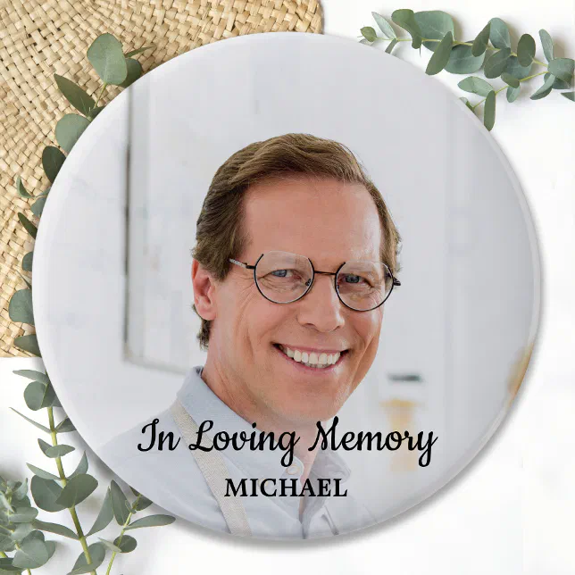 In Loving Memory Remembrance Modern Photo Memorial Button | Zazzle