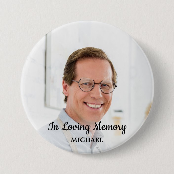 In Loving Memory Remembrance Modern Photo Memorial Button | Zazzle