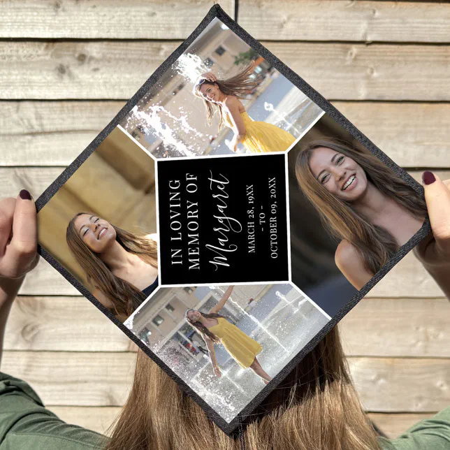 'In Loving Memory' Remembrance Photo Collage Graduation Cap Topper | Zazzle