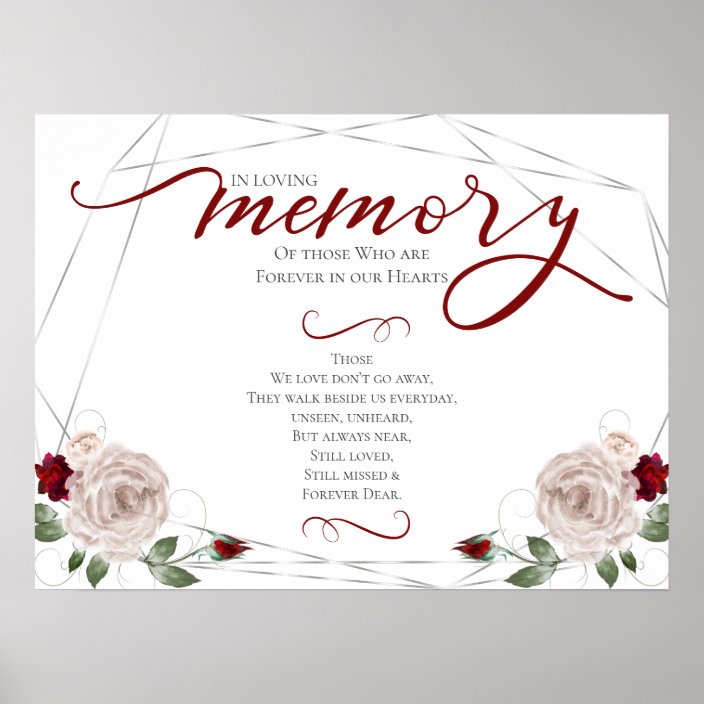 In Loving Memory Remembrance Prayer Wedding Sign | Zazzle.com