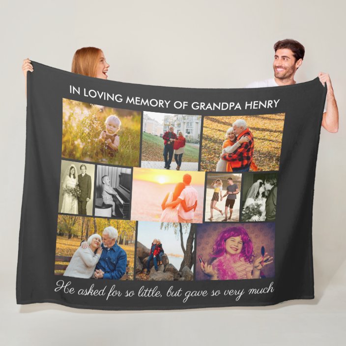 In Loving Memory Remembrance Quote Dark Grey Photo Fleece Blanket ...