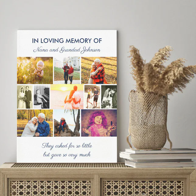 In Loving Memory Remembrance Quote - Photo Collage Canvas Print | Zazzle
