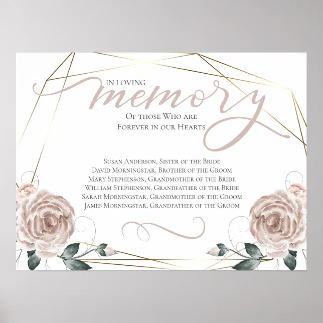 In Loving Memory Remembrance Wedding Ceremony Sign | Zazzle