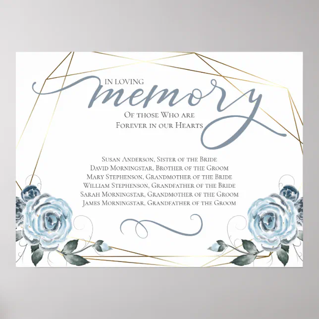 In Loving Memory Remembrance Wedding Ceremony Sign | Zazzle