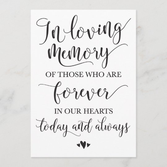 Wedding Sign - In loving Memory | Zazzle.com