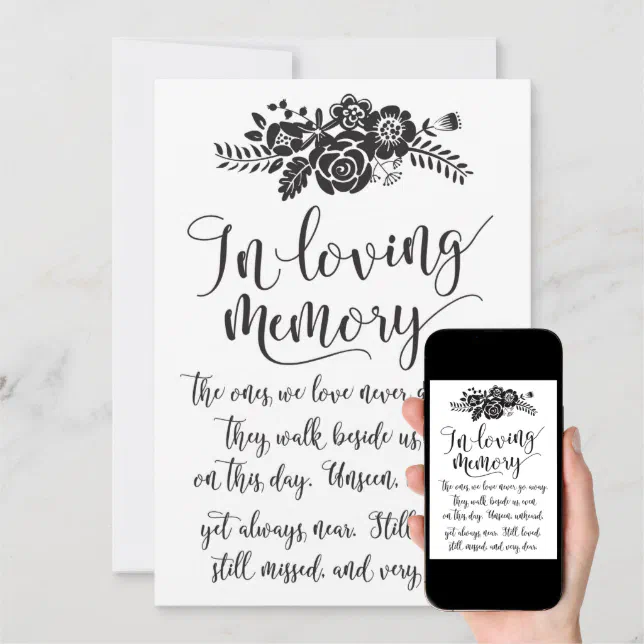 In Loving Memory Remembrance Wedding Ceremony Sign Invitation | Zazzle
