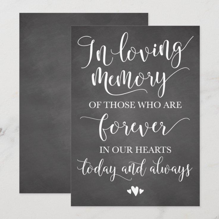 In Loving Memory Remembrance Wedding Ceremony Sign Invitation | Zazzle