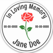 In Loving Memory Rose Custom Cut Vinyl Sticker | Zazzle