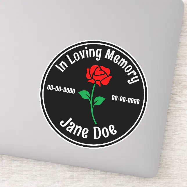 In Loving Memory Rose Dark Sticker | Zazzle