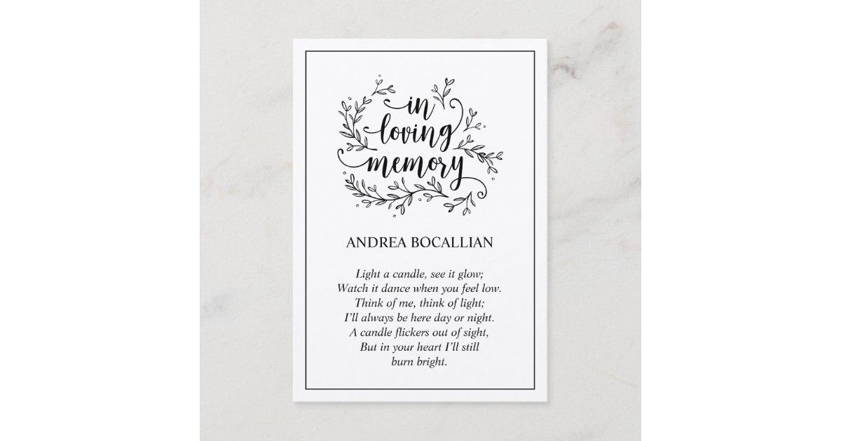 In loving memory, Rustic Brown Kraft Card | Zazzle