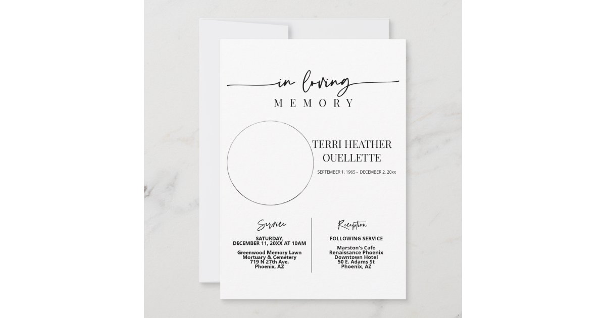 In Loving Memory Script Funeral Memorial Service Invitation | Zazzle