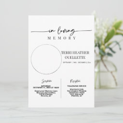 In Loving Memory Script Funeral Memorial Service Invitation | Zazzle