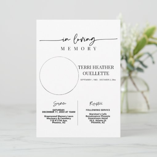 In Loving Memory Script Funeral Memorial Service Invitation | Zazzle