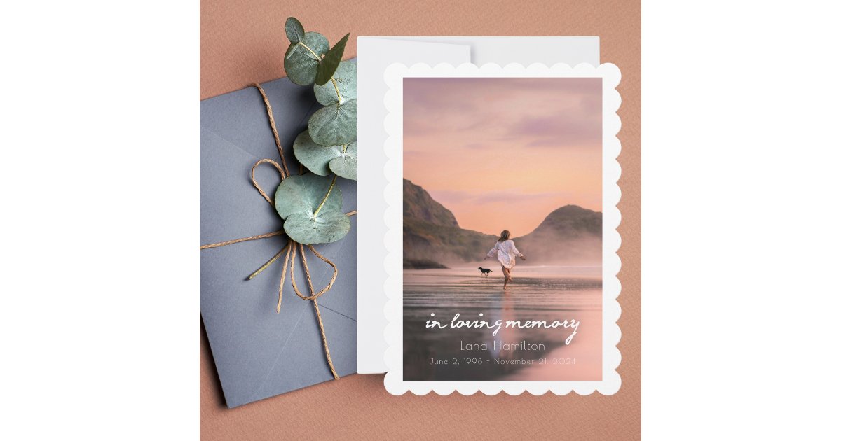 In Loving Memory Script Photo Funeral Program | Zazzle