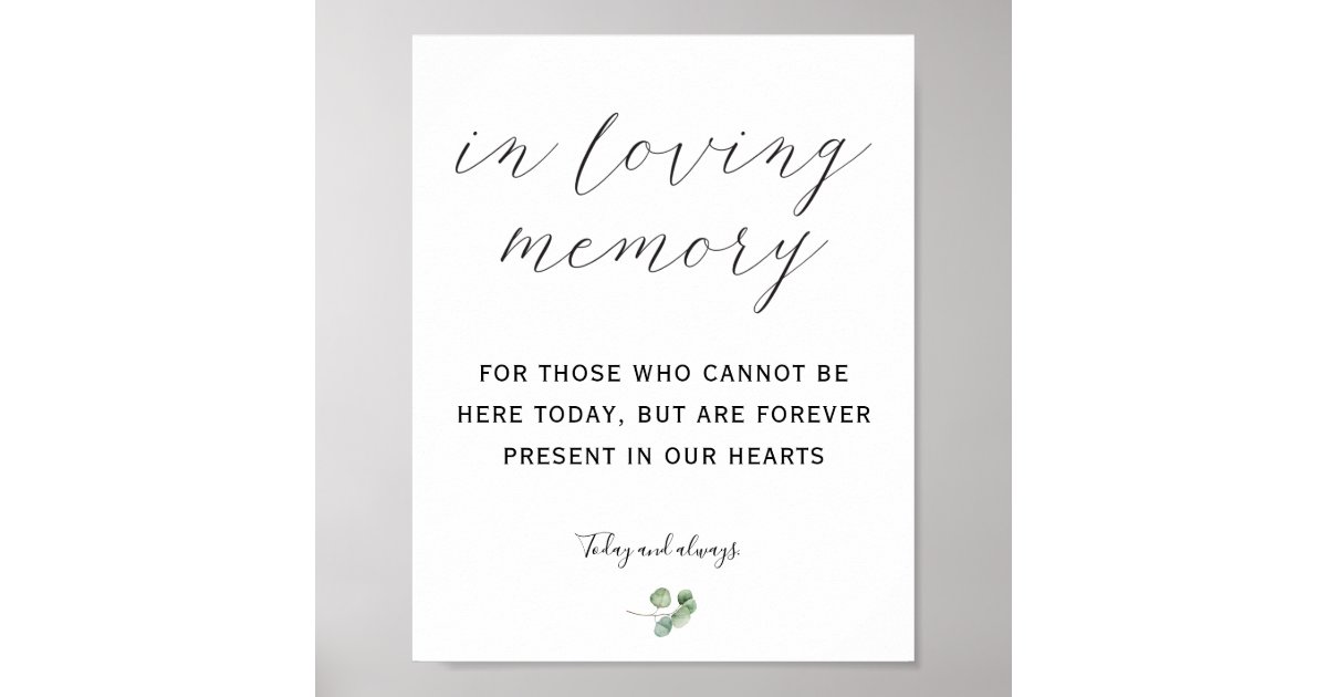 In Loving Memory sign | Zazzle