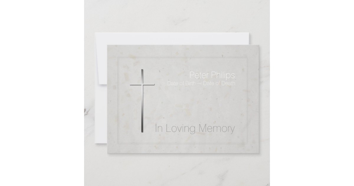 In Loving Memory Silver Cross Funeral 3 Invitation | Zazzle