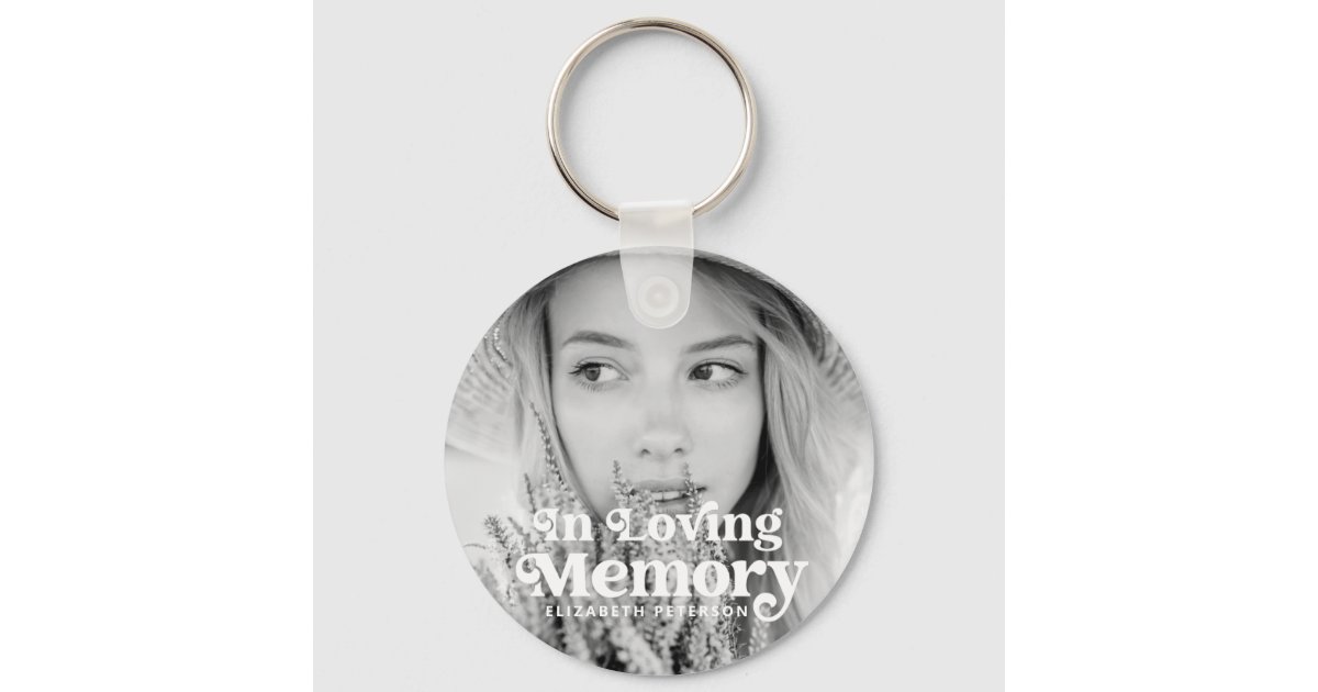 In Loving Memory Simple Custom Photo Memorial Keychain | Zazzle