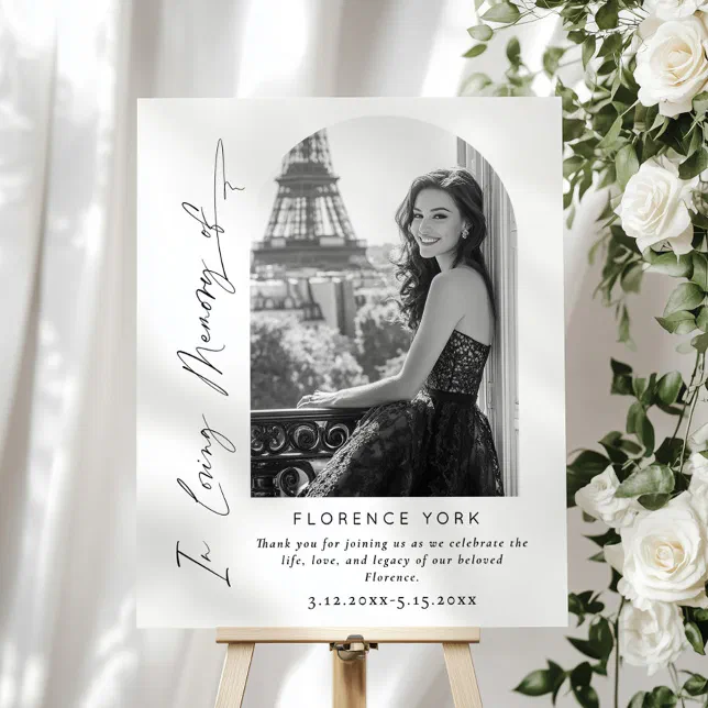 In Loving memory simple Memorial funeral Welcome Foam Board | Zazzle