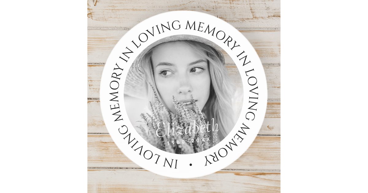 In Loving Memory Simple Modern Custom Photo Classic Round Sticker | Zazzle