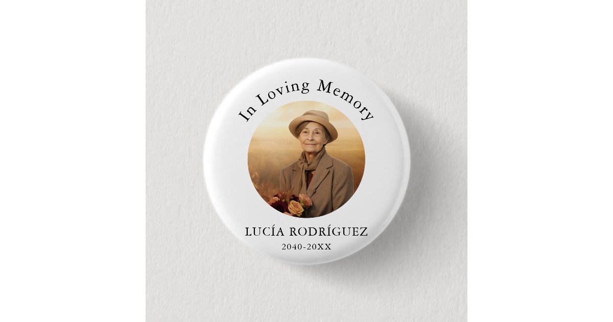In Loving Memory Spanish Funeral Memorial Photo Button | Zazzle