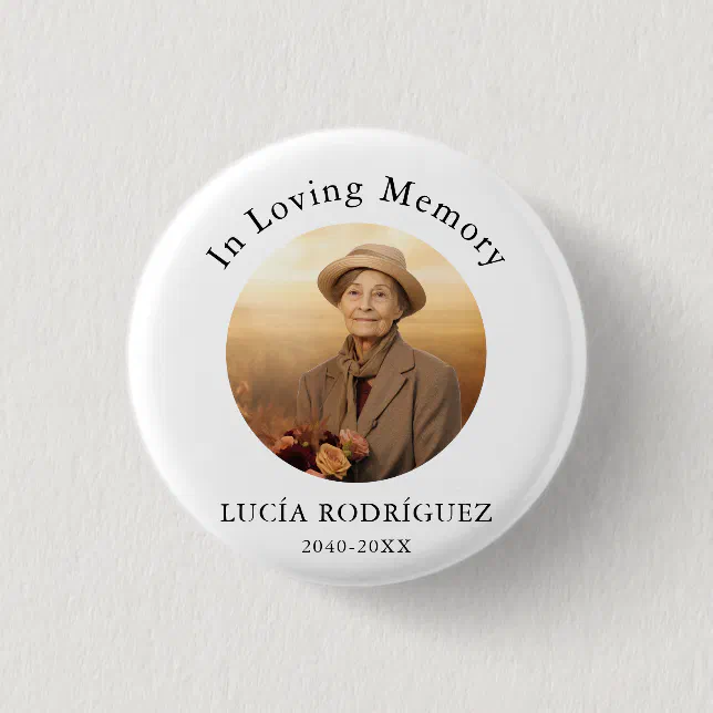 In Loving Memory Spanish Funeral Memorial Photo Button | Zazzle