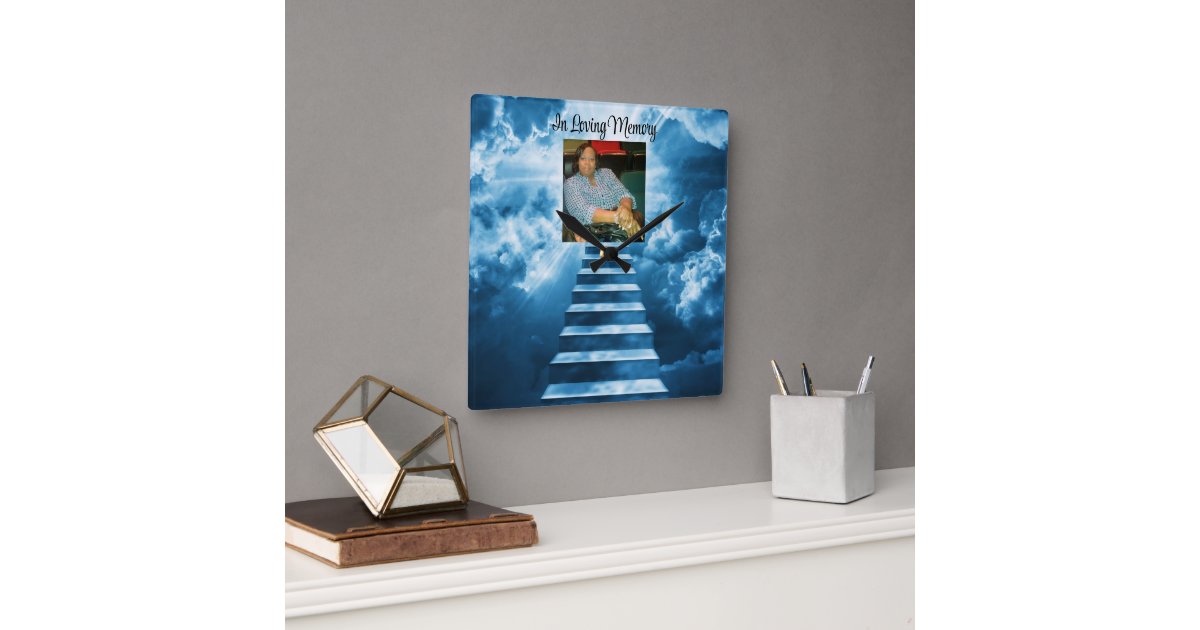 In loving memory square wall clock | Zazzle