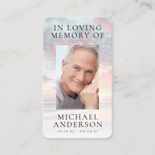 In Loving Memory Sunset Memorial Prayer Card | Zazzle