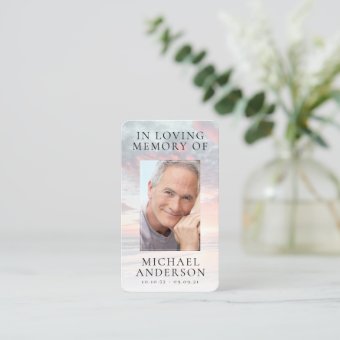 In Loving Memory Sunset Memorial Prayer Card | Zazzle