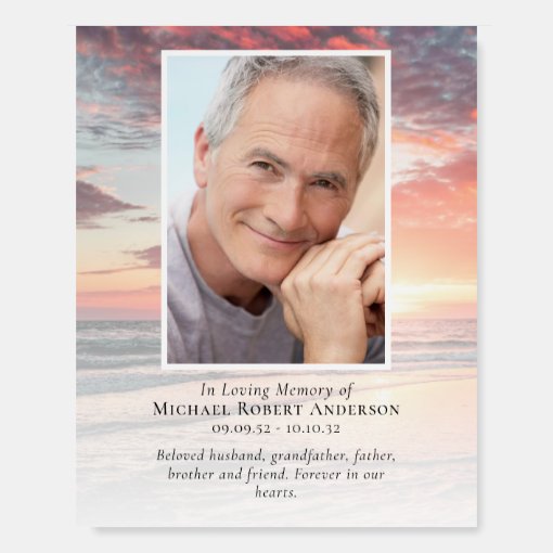 In Loving Memory Sunset Photo Memorial Table Sign | Zazzle