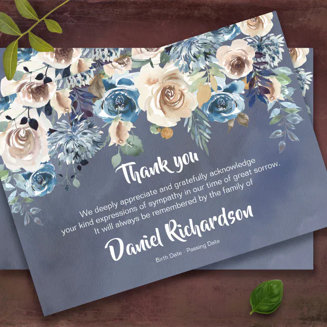 In Loving Memory Sympathy Funeral Thank You Card | Zazzle